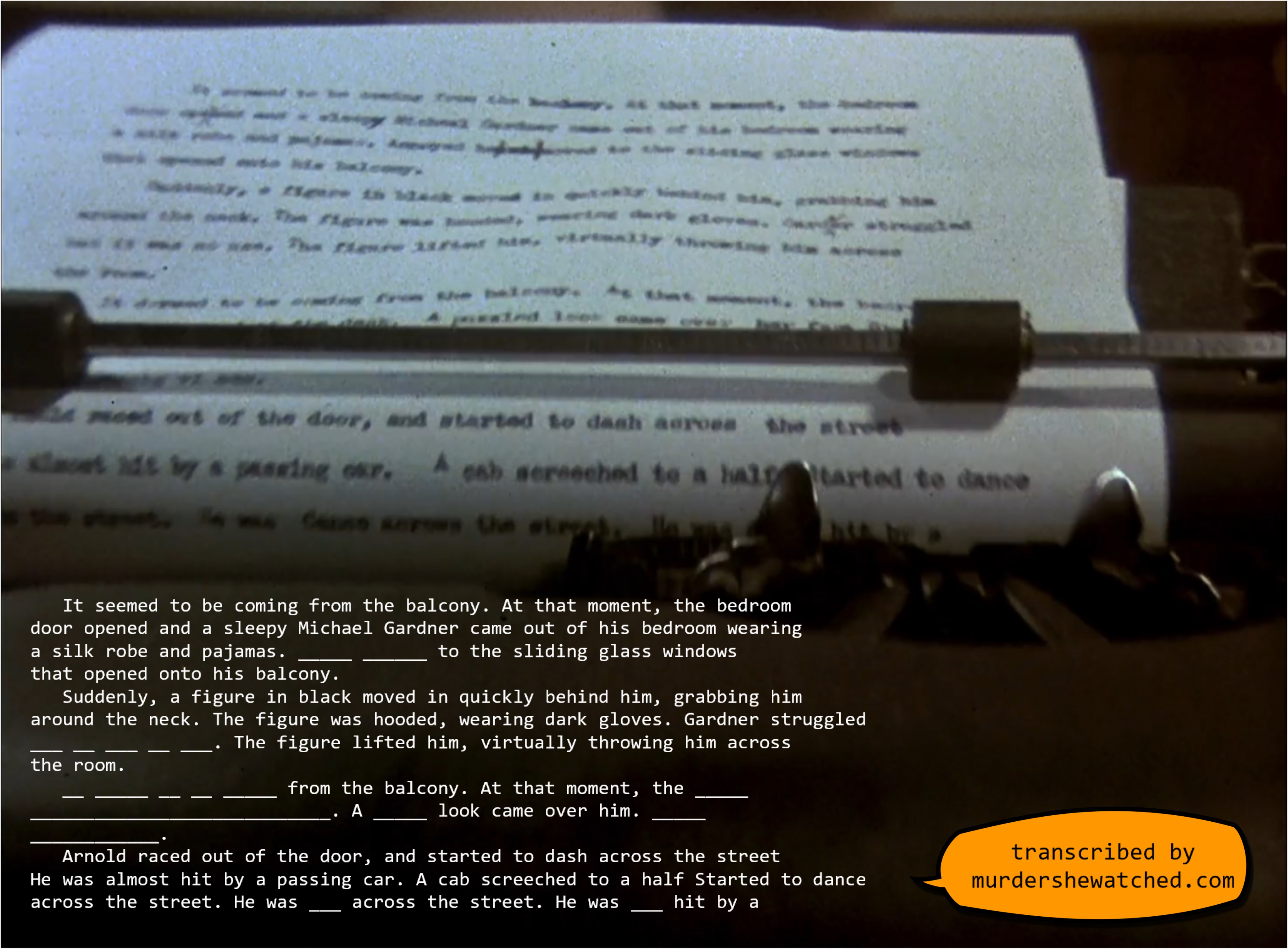 What is Jessica Fletcher typing? – Murder, She Watched